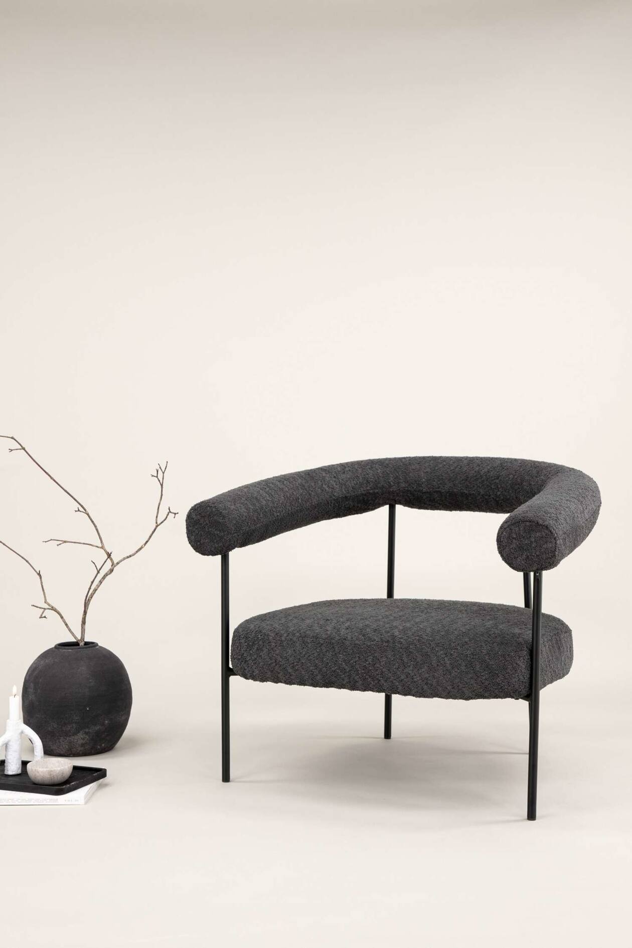 Hökåsen X Josefin Lustig Armchair - Dark Grey, Boucle - HOME | H&M BE