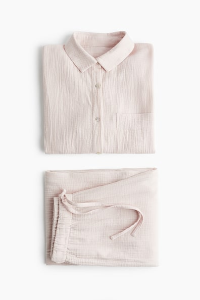 Cotton Muslin Pajamas - Powder pink - Ladies | H&M US