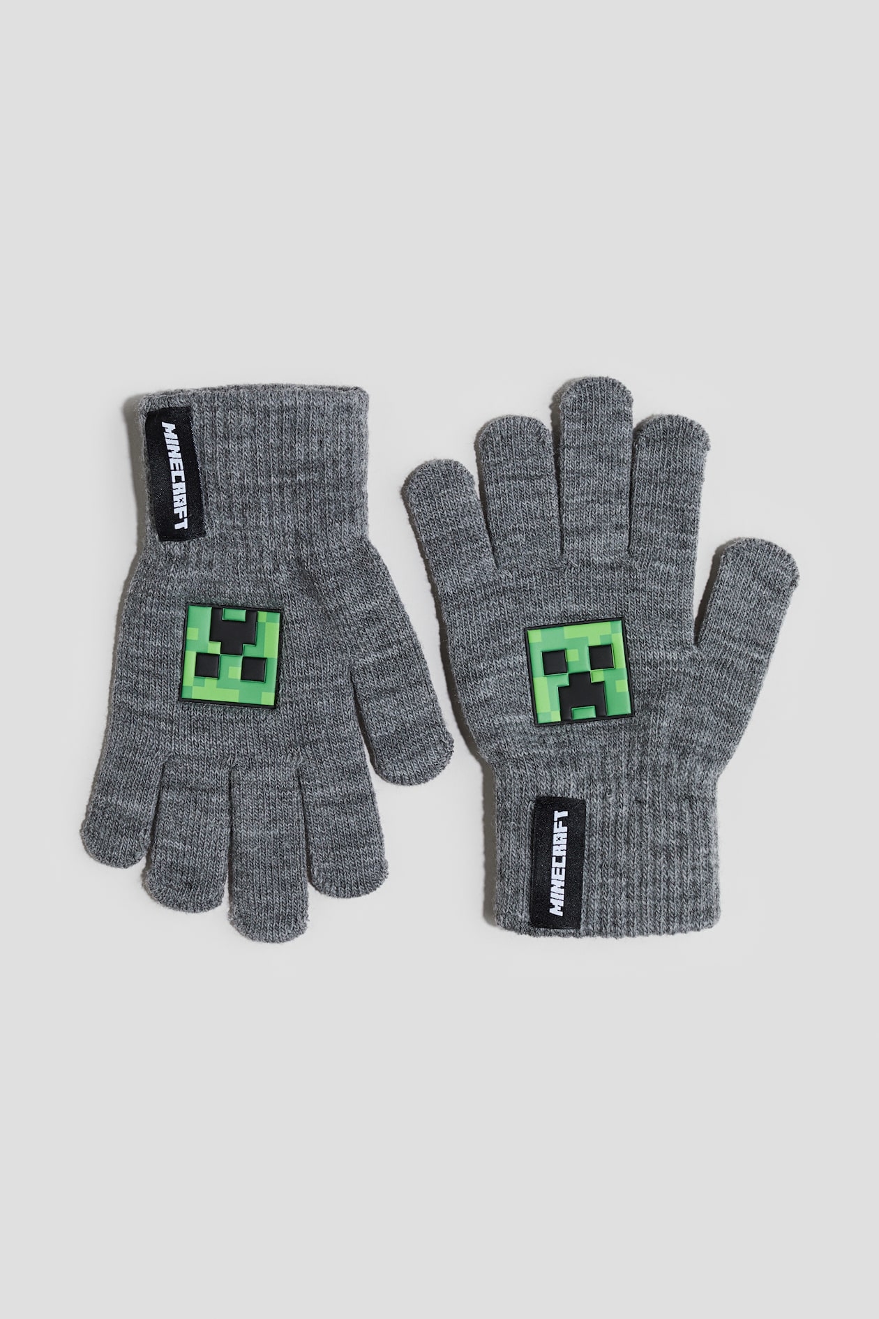 Grey marl/Minecraft Appliquéd gloves for kids | H&M IE