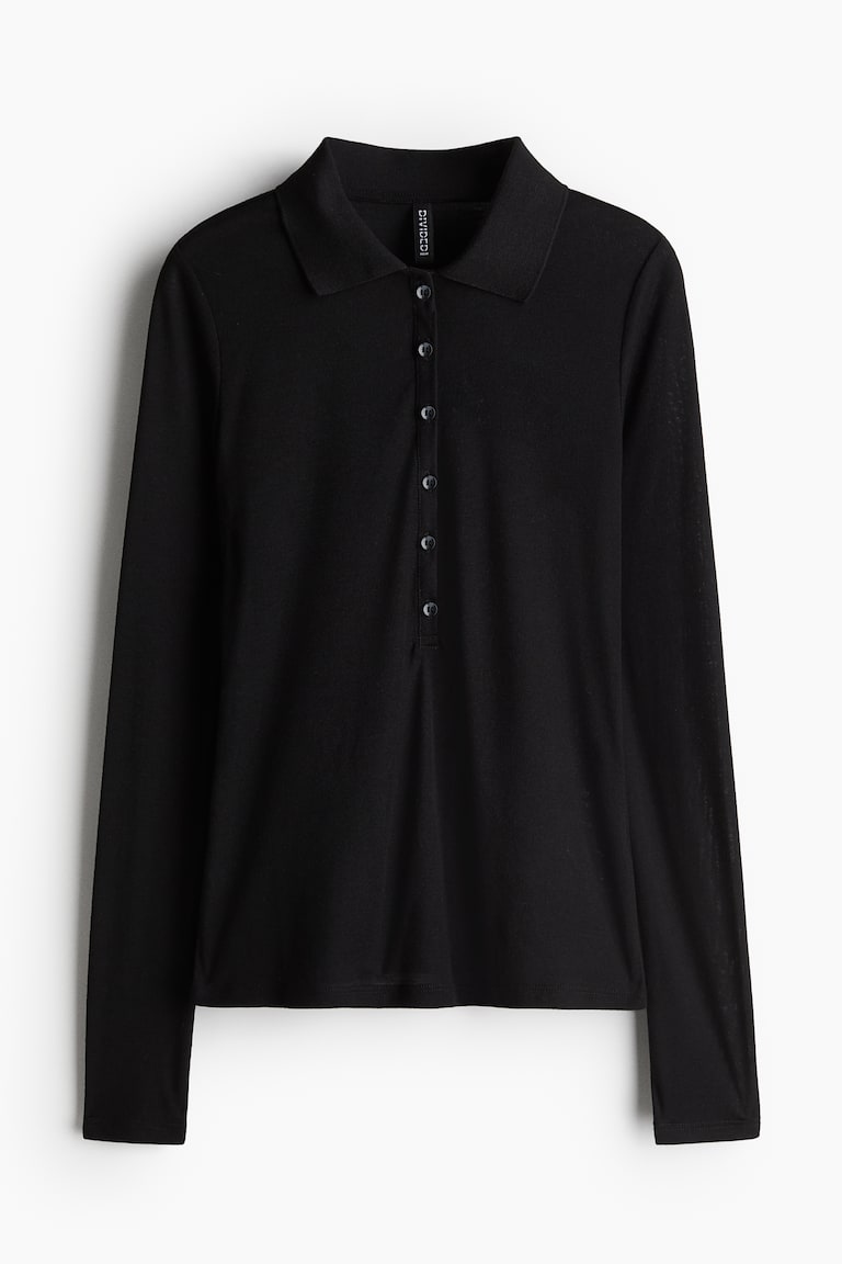 Fitted Polo Shirt - Black - Ladies | H&M US