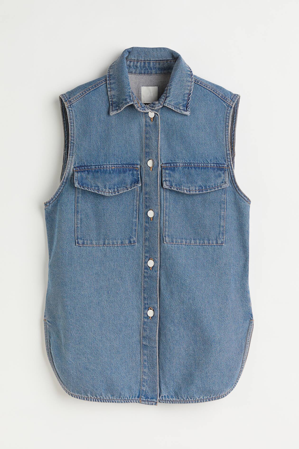 Sleeveless shacket - Dark denim blue - Ladies | H&M RS