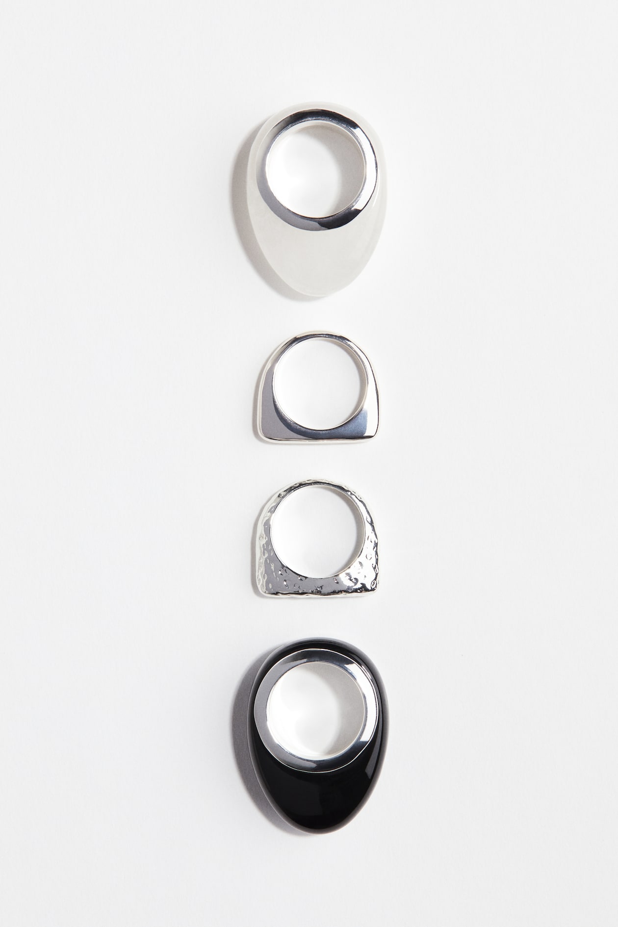 4-Pack Rings - Silver-colored/black/white - Ladies | H&M US