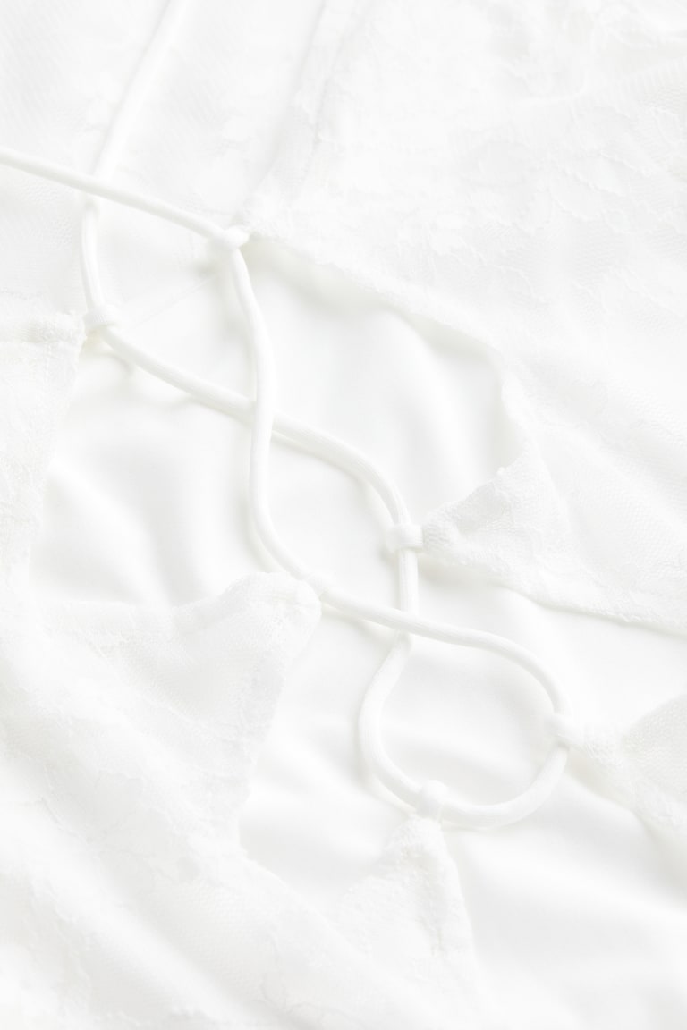 Lacing-detail open-backed lace dress - Cream - Ladies | H&M GB