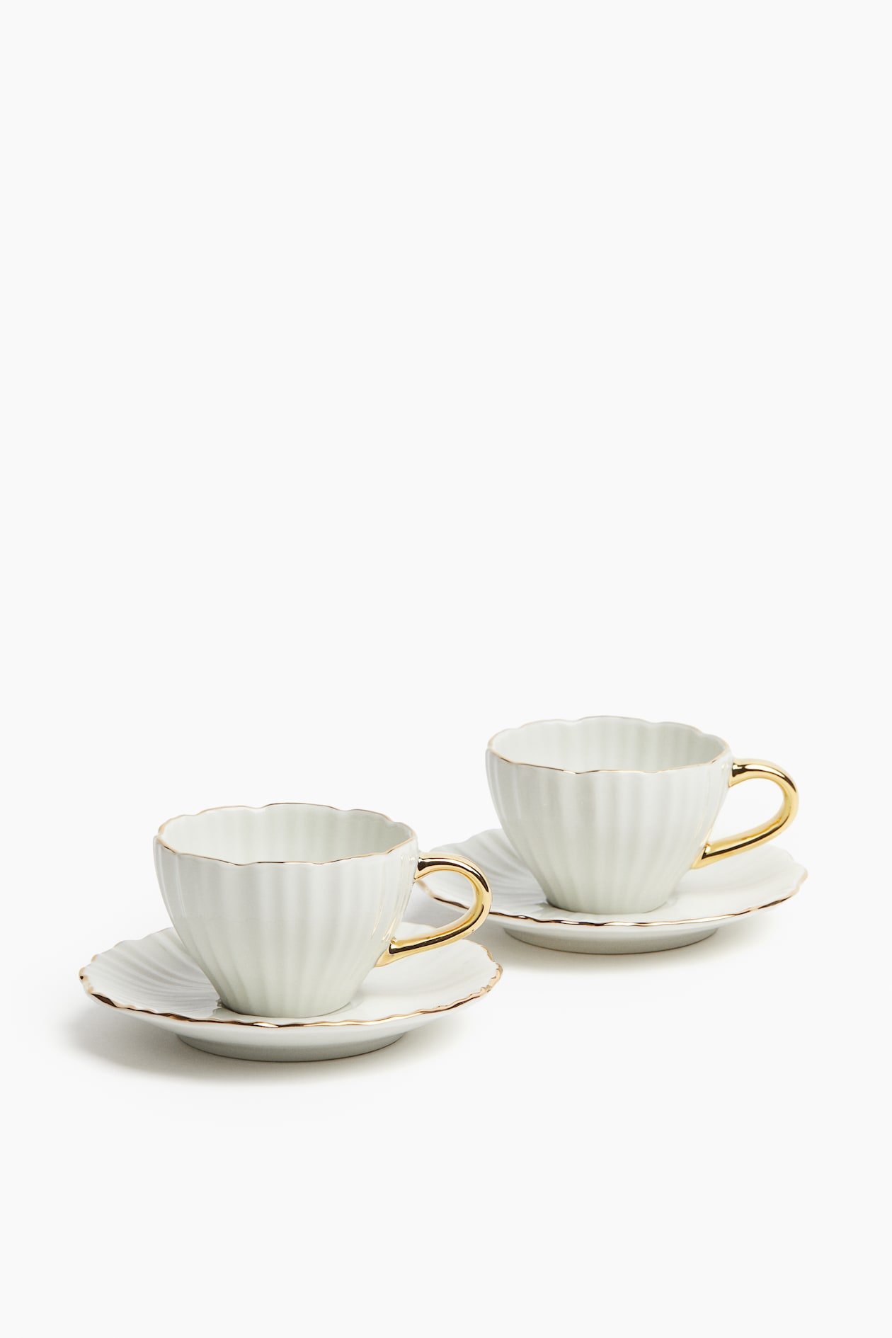 White/gold-colored 2-pack Porcelain Espresso Cups with Saucers at H&M ...