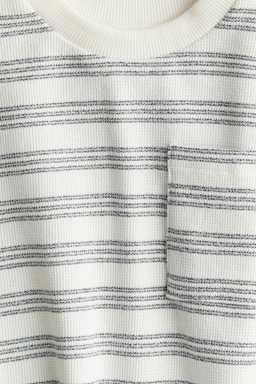 Chest-pocket T-shirt - White/blue striped - Kids | H&M US