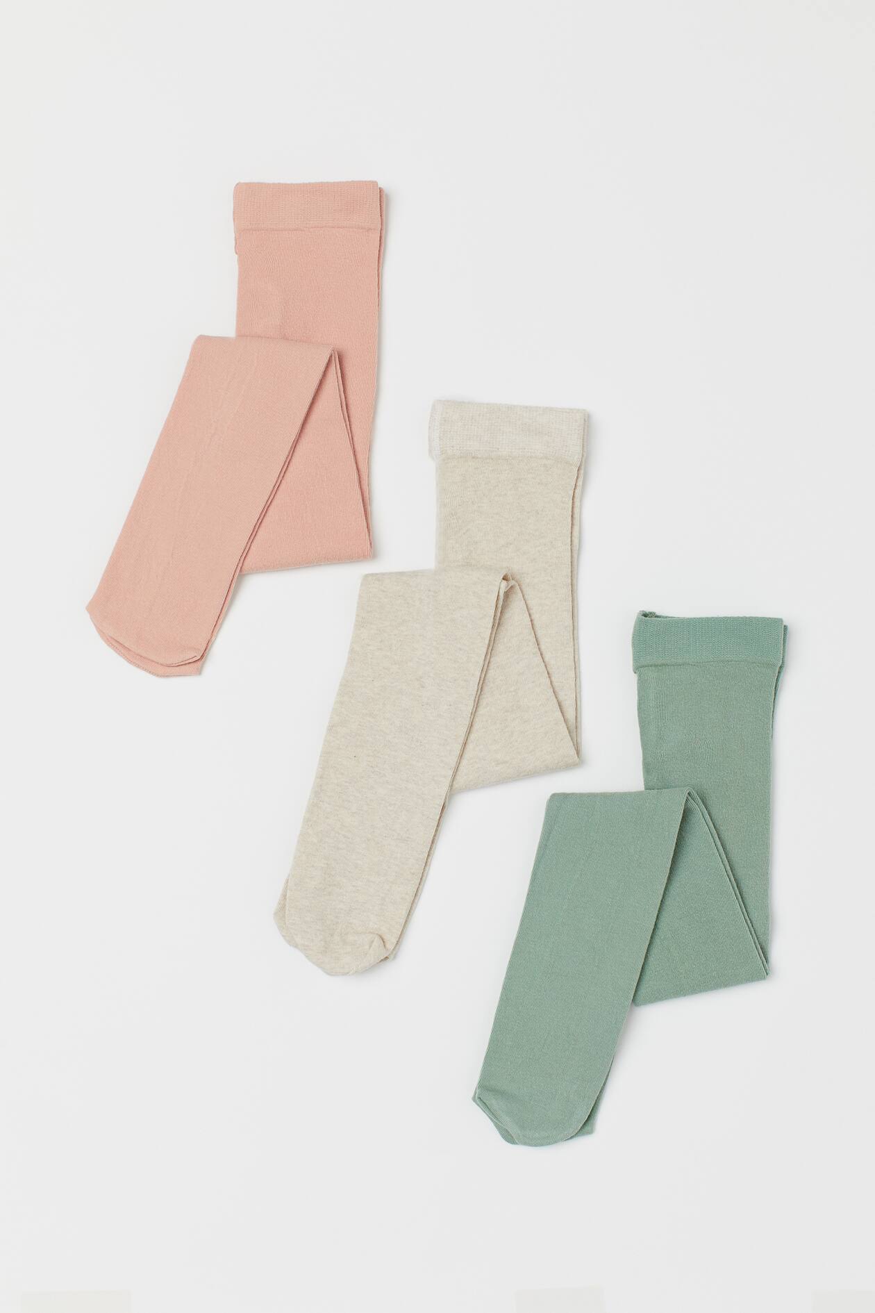 3-pack fine-knit tights - Apricot/Green - Kids | H&M RS