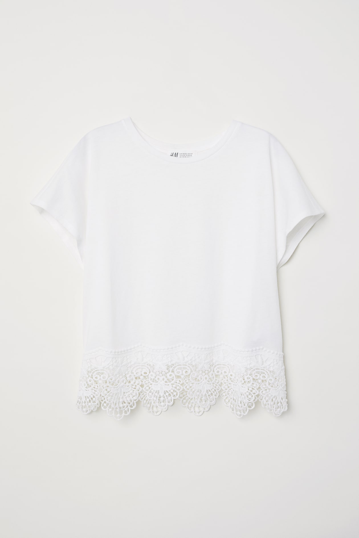 Jersey Top with Lace - White - Kids | H&M US