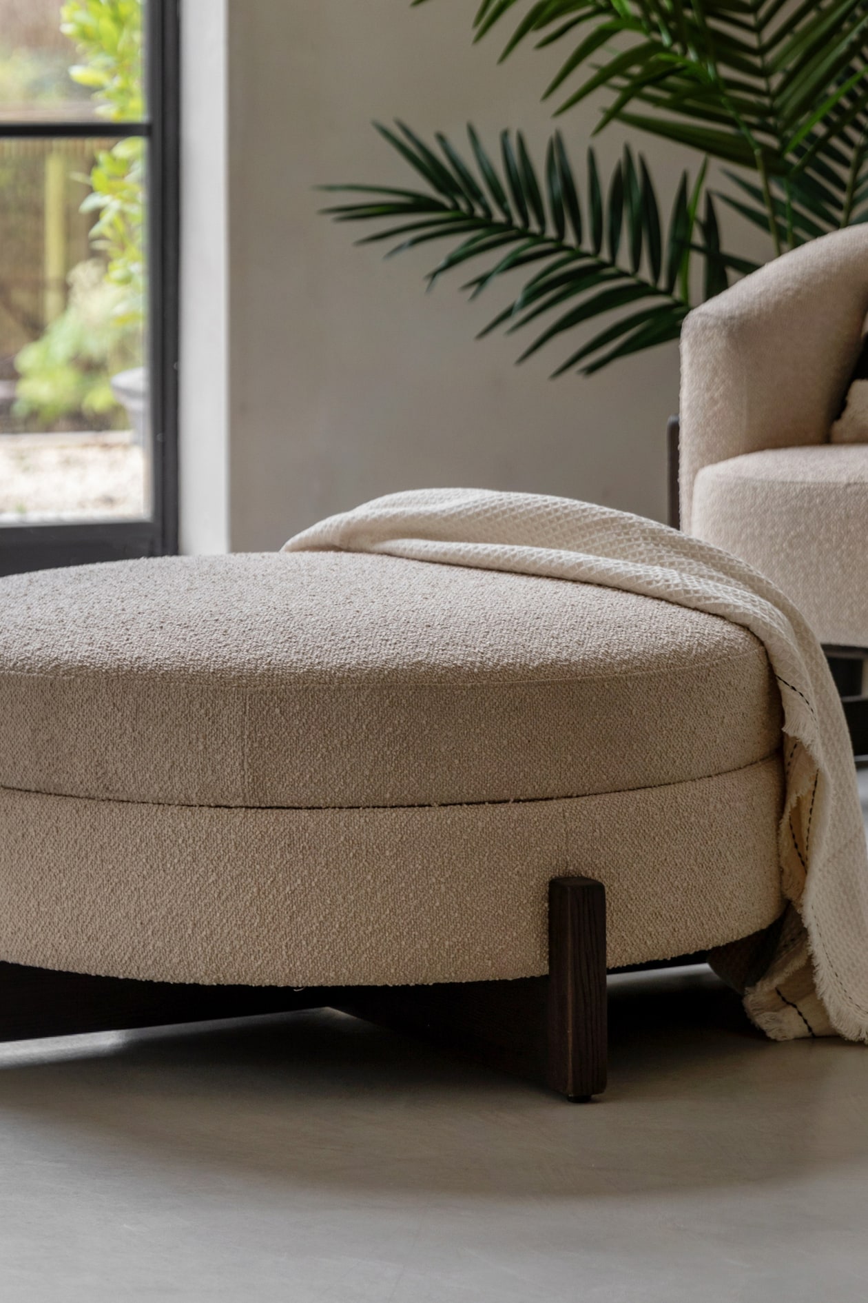 Cream Round Footstool at H&M Home | H&M GB