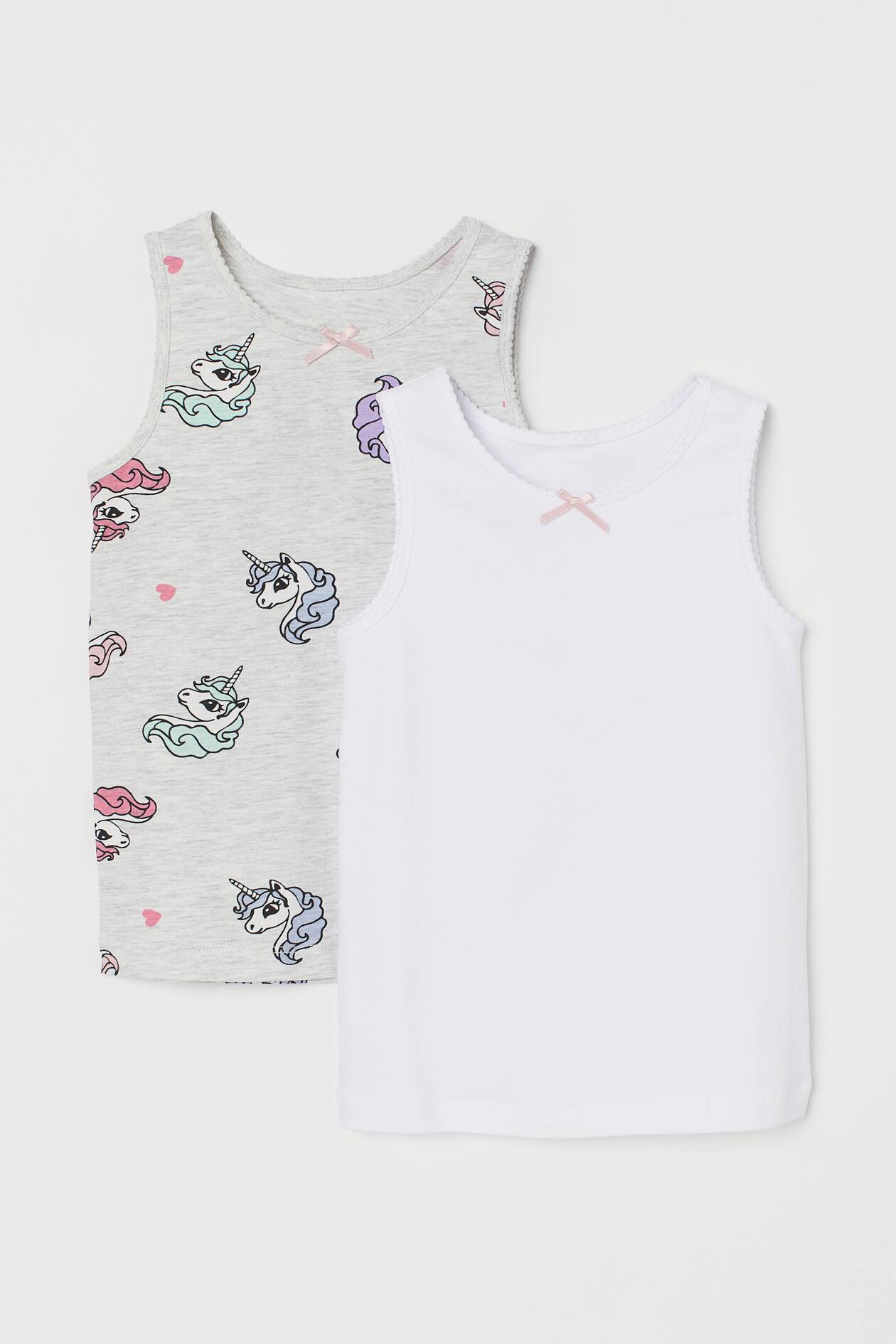 Dve majice bez rukava - Light grey marl/White - Kids | H&M RS