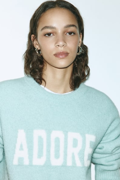 Women's Light turquoise/Adore Jacquard-Motif Sweater | H&M US