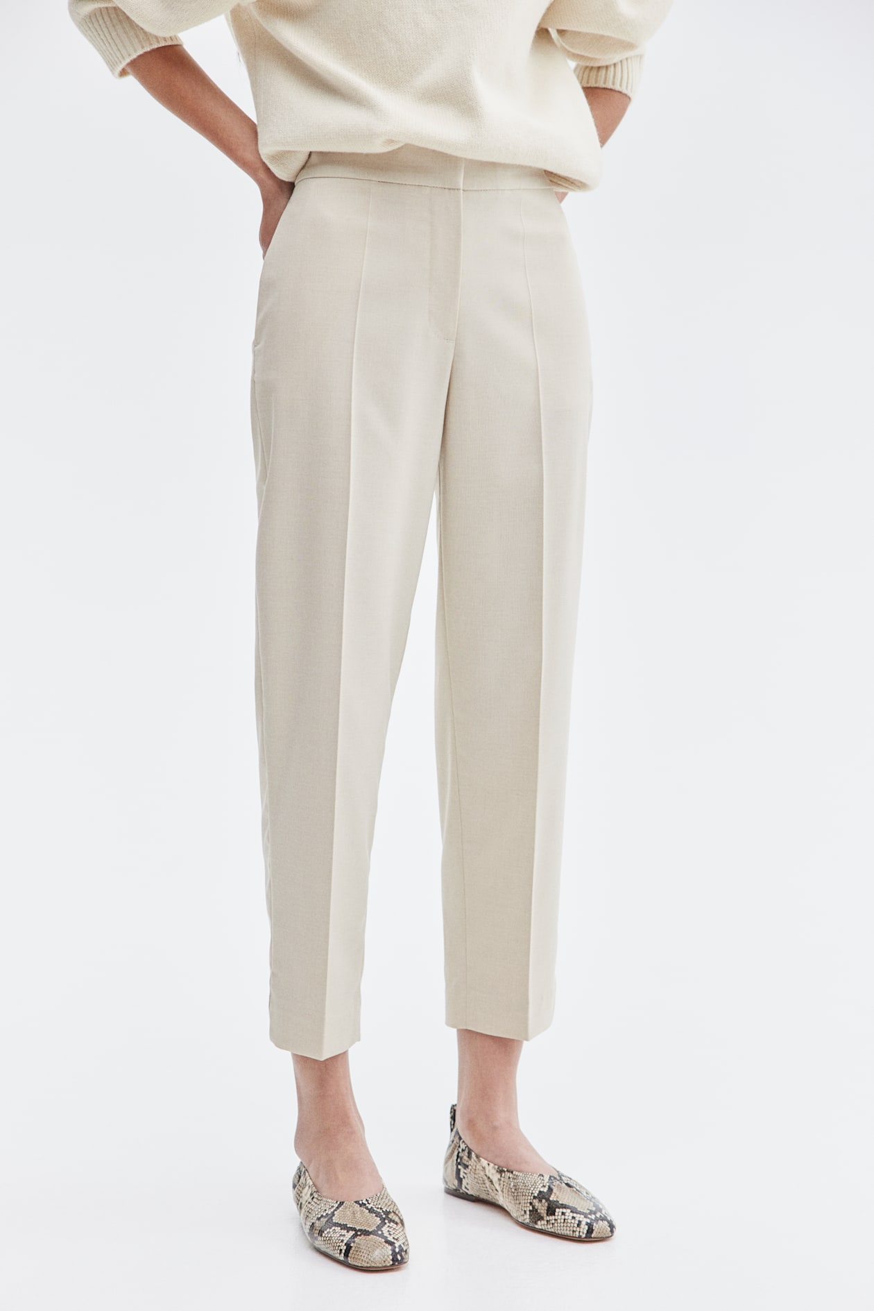 Ankle-Length Slacks - Light beige - Ladies | H&M US