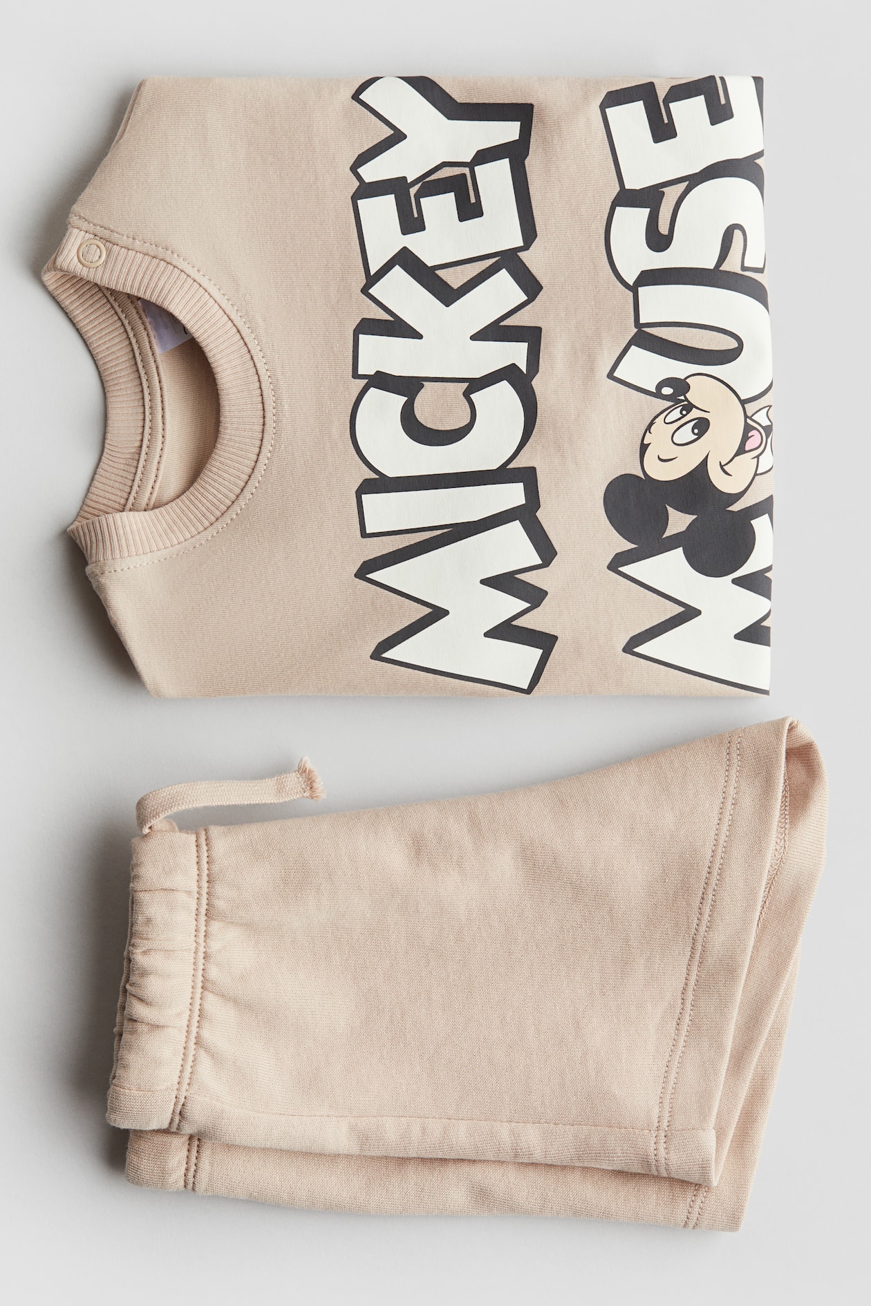 2-piece Printed Set - Light beige/Mickey Mouse - Kids | H&M PH