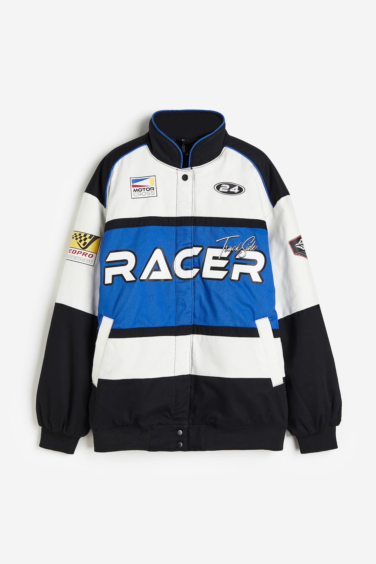 Printed racer jacket - Blue/Motor Cross - Ladies | H&M MY