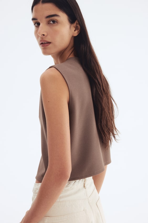 Top con botones decorados - Café tenue - Ladies | H&M MX