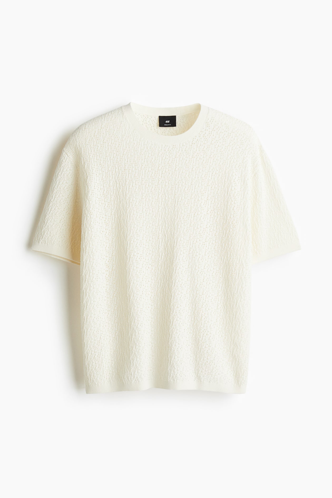 Regular-Fit Textured-Knit T-Shirt - White - Men | H&M US