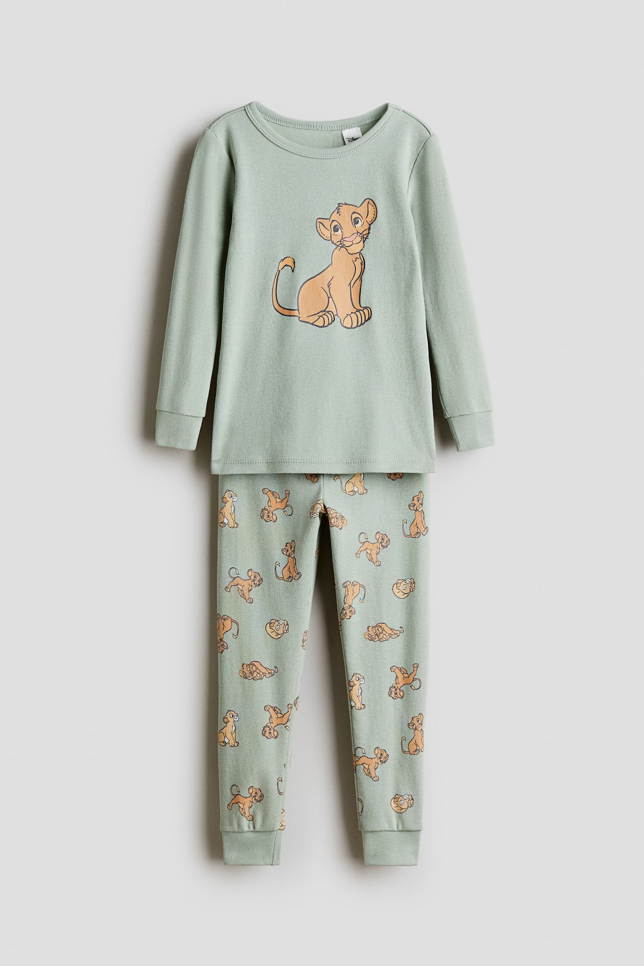 Snug Fit Cotton Jersey Pajamas - Green/The Lion King - Kids | H&M US