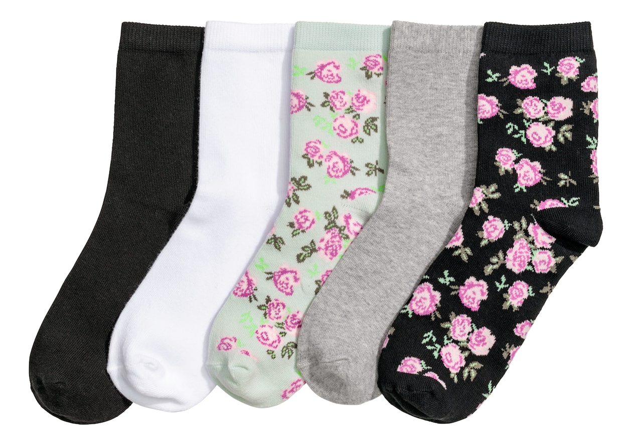 5-pack Socks - Black/floral - Ladies | H&M US