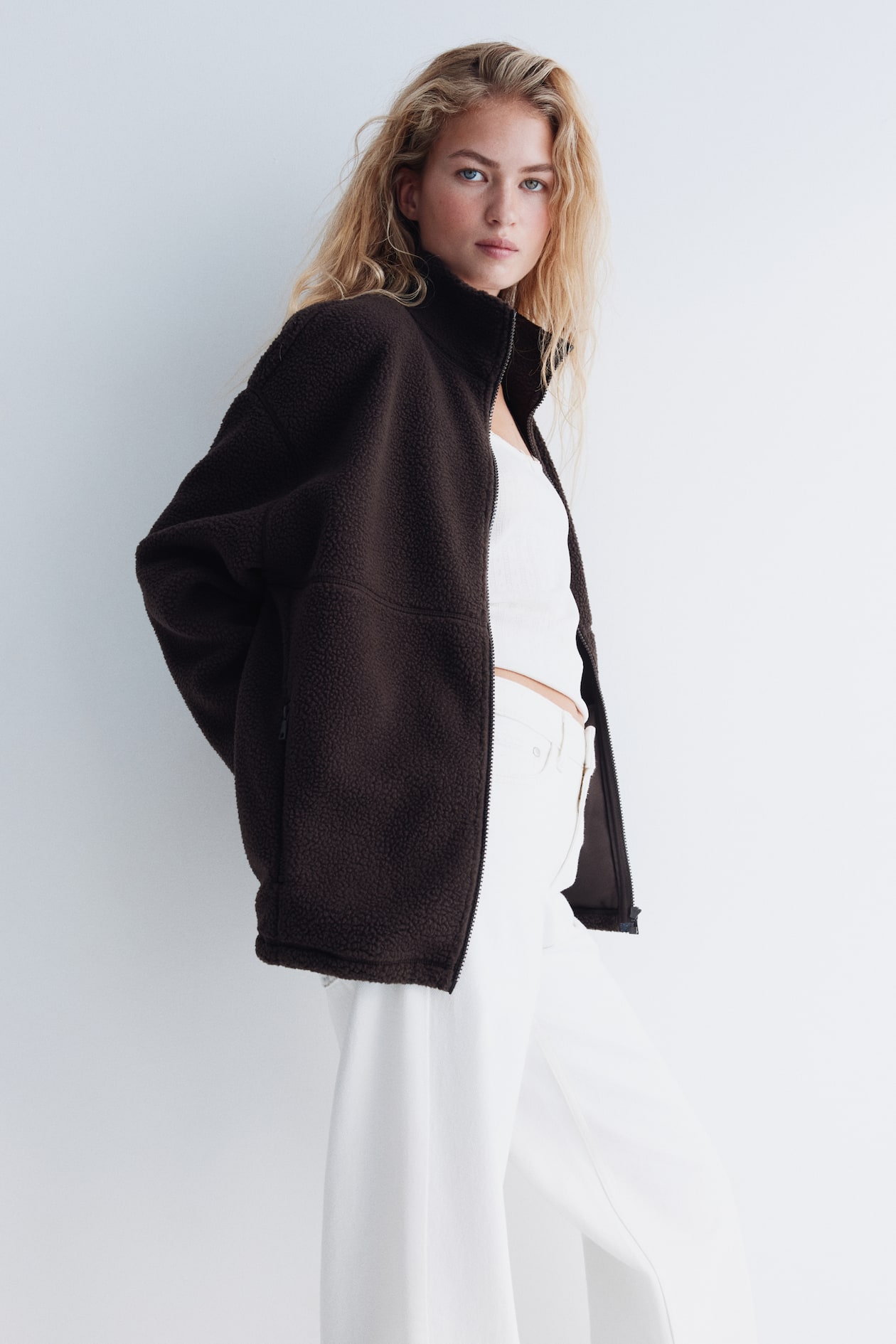 Women's Dark brown Teddy Fleece Jacket | H&M US