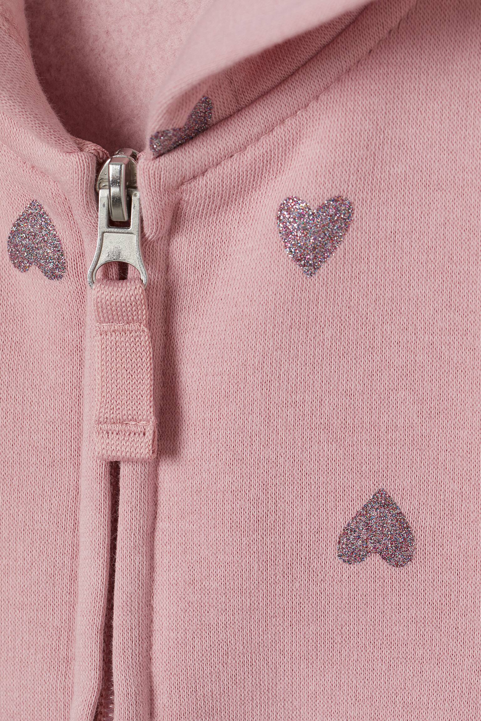 Hooded Jacket - Long sleeve - Regular length - Dusty rose/hearts - Kids ...