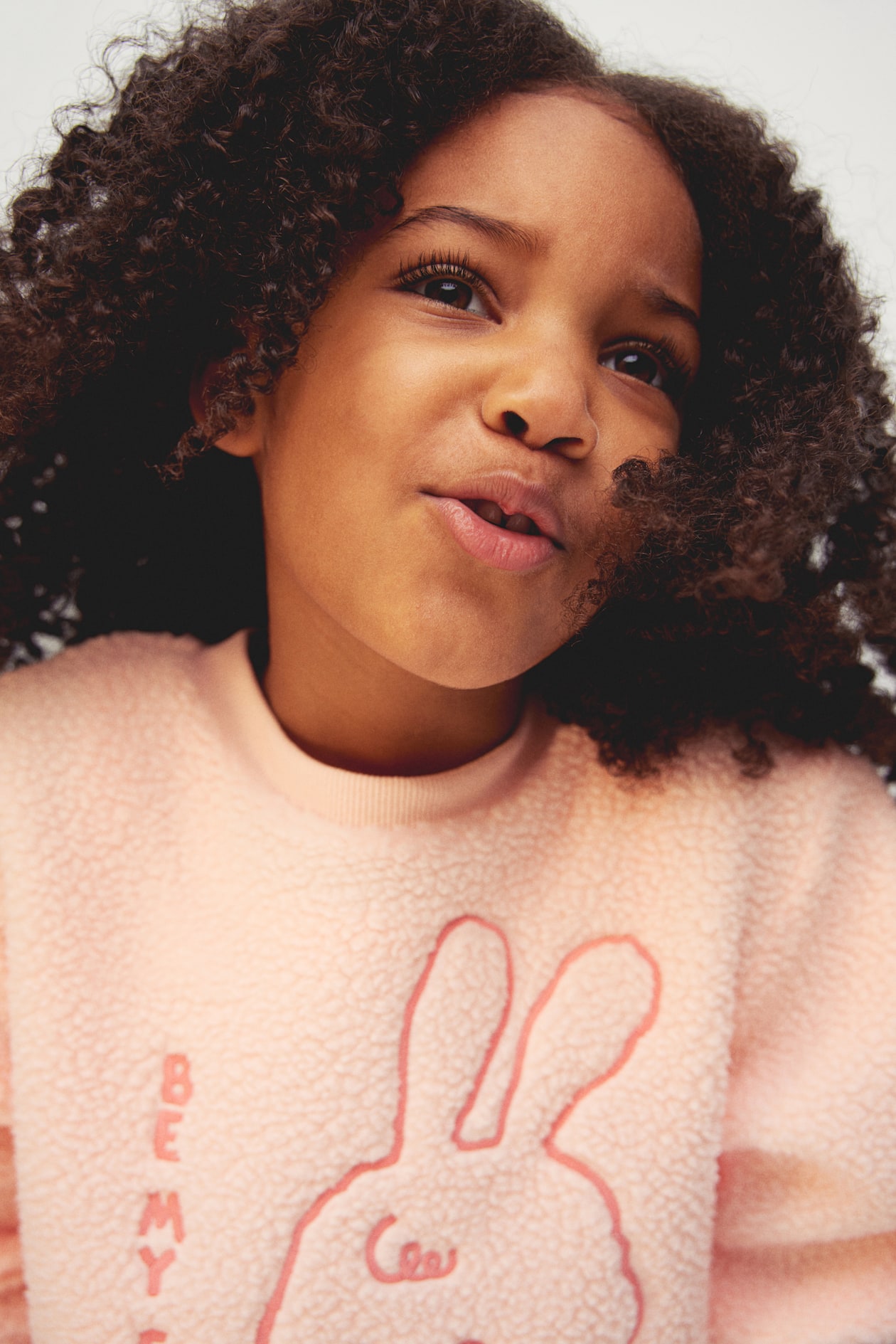 Embroidered Teddy Fleece Sweatshirt - Peach/rabbit - Kids | H&M US