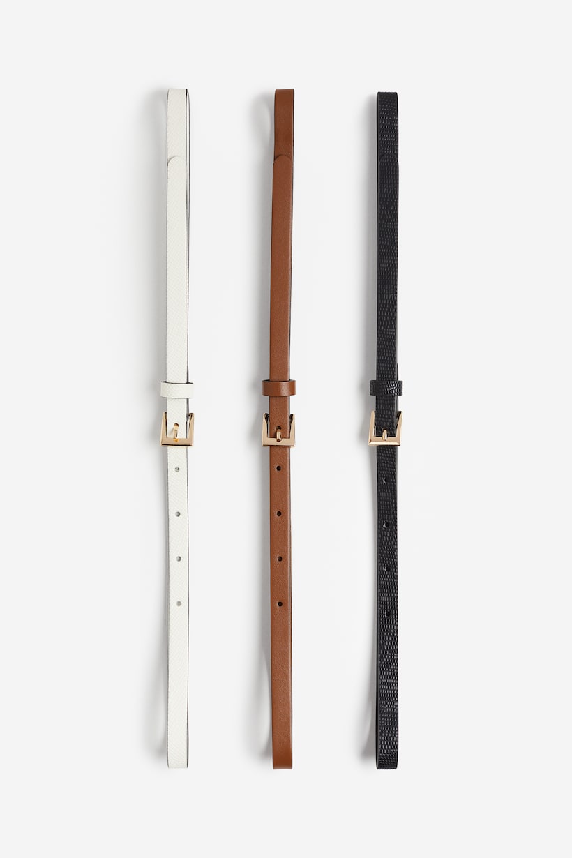 Women's Black/brown/cream 3-Pack Narrow Belts | H&M US