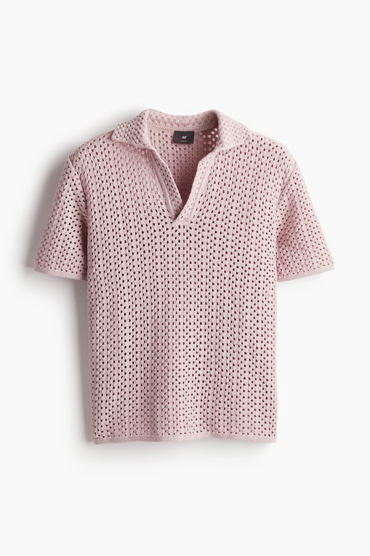 Men’s Pink Loose Fit Pointelle-knit polo shirt | H&M GB