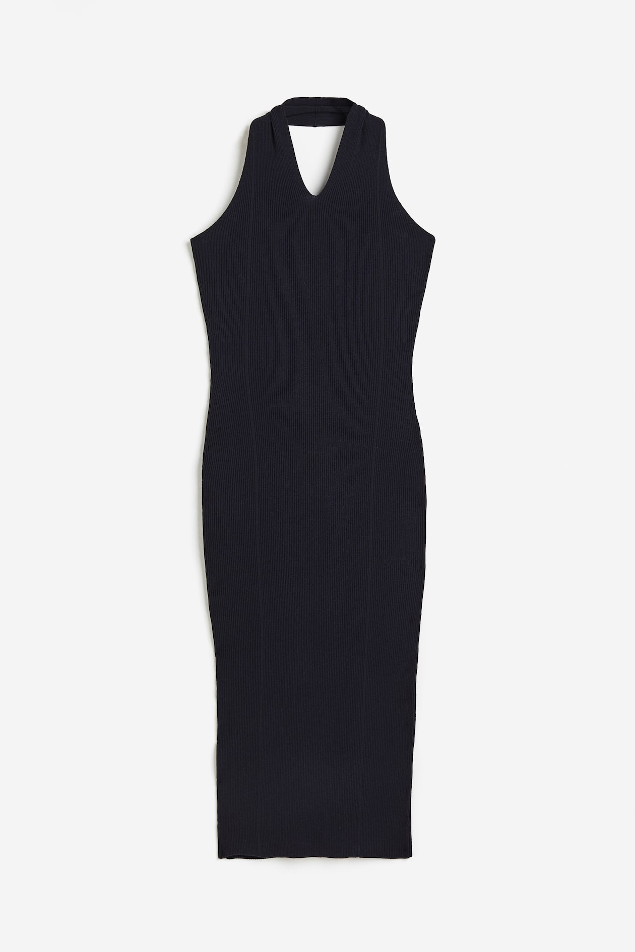 Rib-knit Halterneck Dress - Navy blue - Ladies | H&M CA