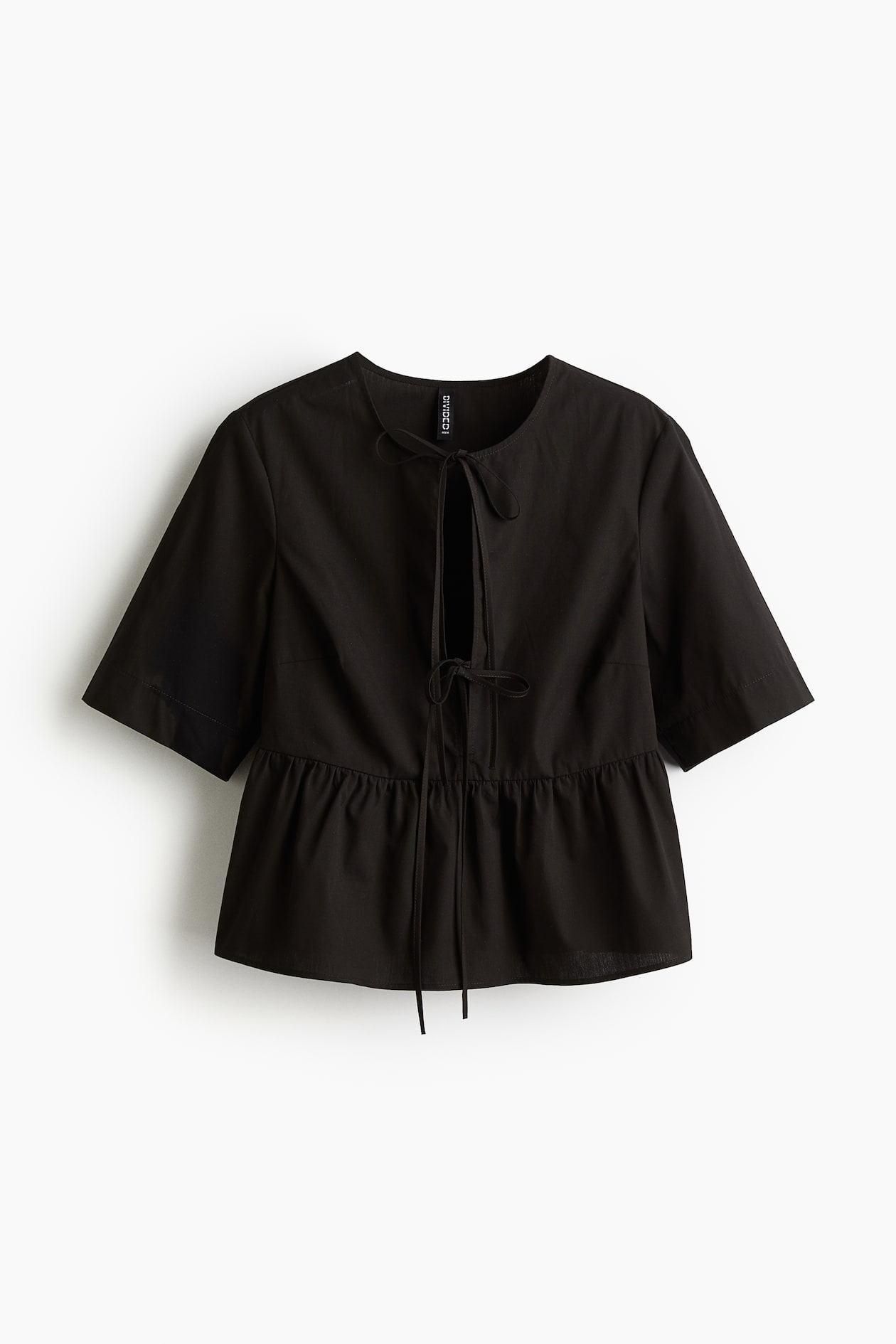 Tie-front Poplin Blouse - Black - Ladies | H&M US