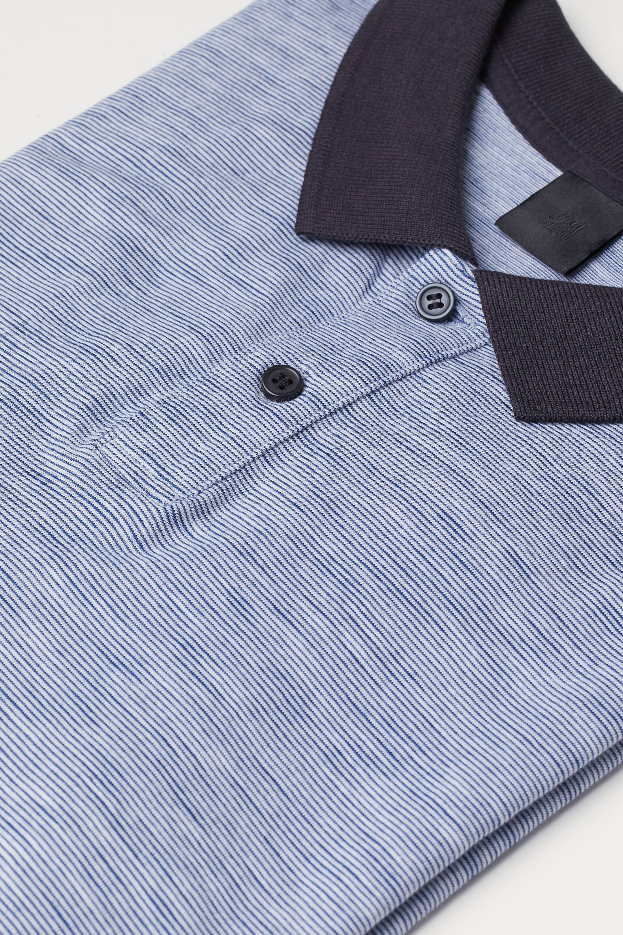 Polo shirt Slim Fit - Dark blue/Narrow-striped - Men | H&M GB