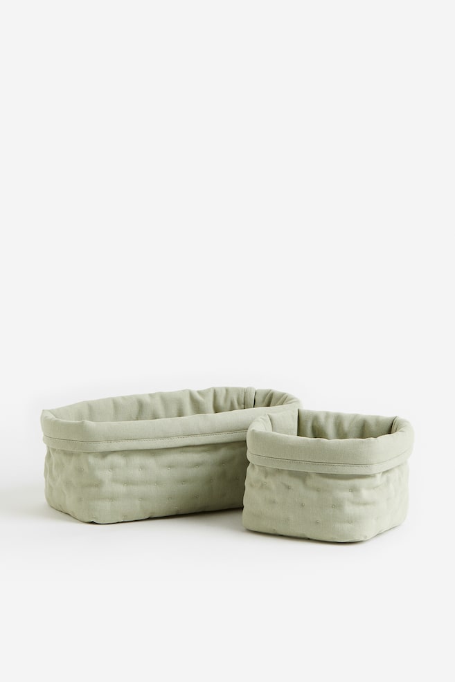 2-pack Quilted Storage Baskets - Sage green - Home All | H&M US