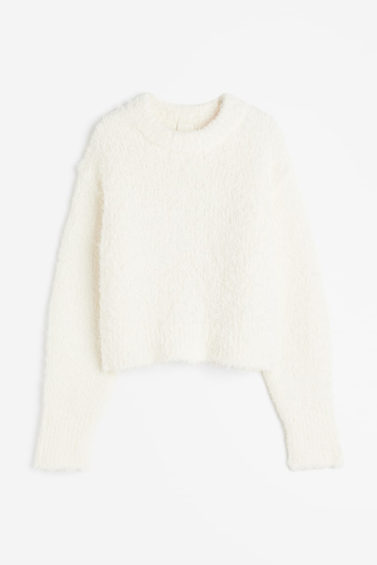 Fluffy-knit jumper - White - Ladies | H&M GB