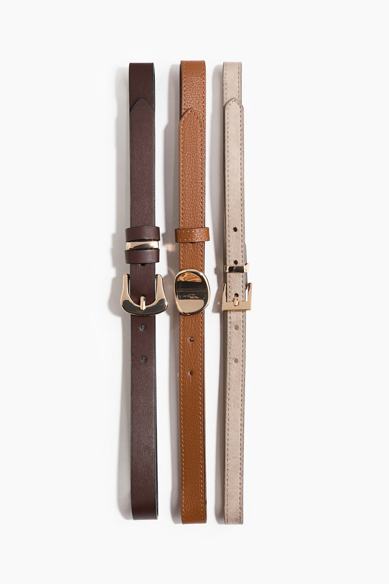 Women's Dark brown/Light beige 3-pack waist belts | H&M GB