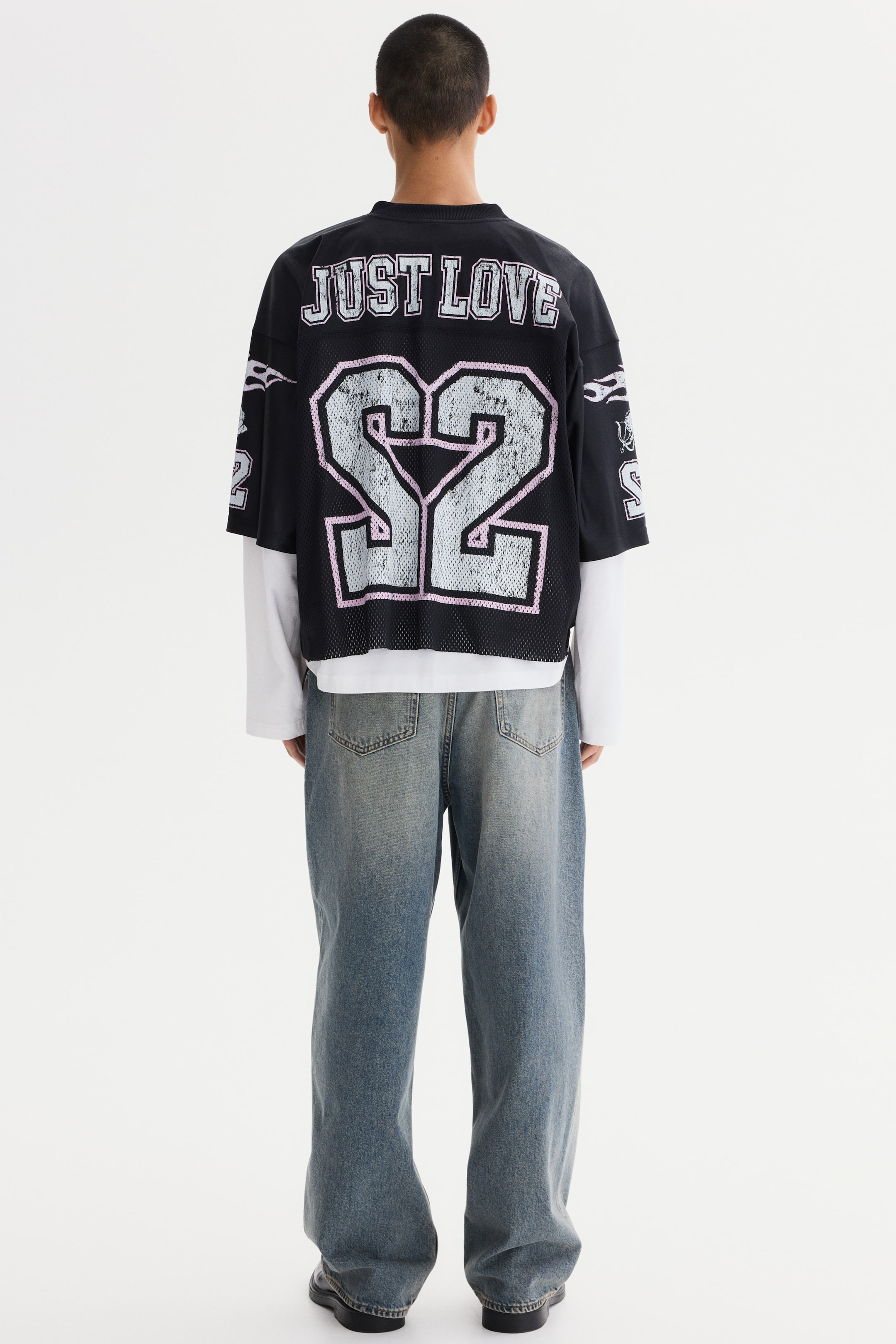 Oversized Printed Mesh T-Shirt - Black/22 - Men | H&M PH