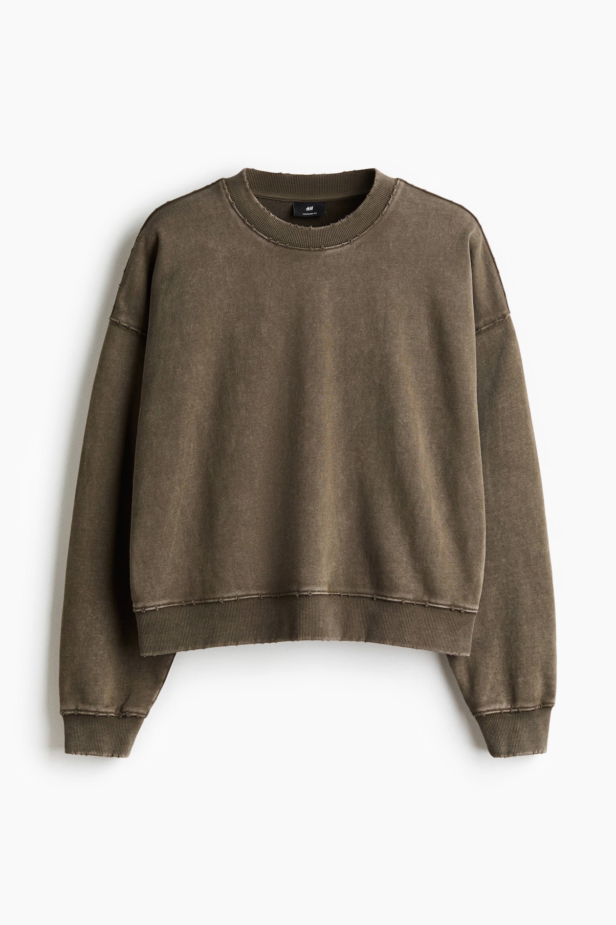 Men’s Washed khaki green Oversized-Fit Washed-Look Sweatshirt | H&M CA
