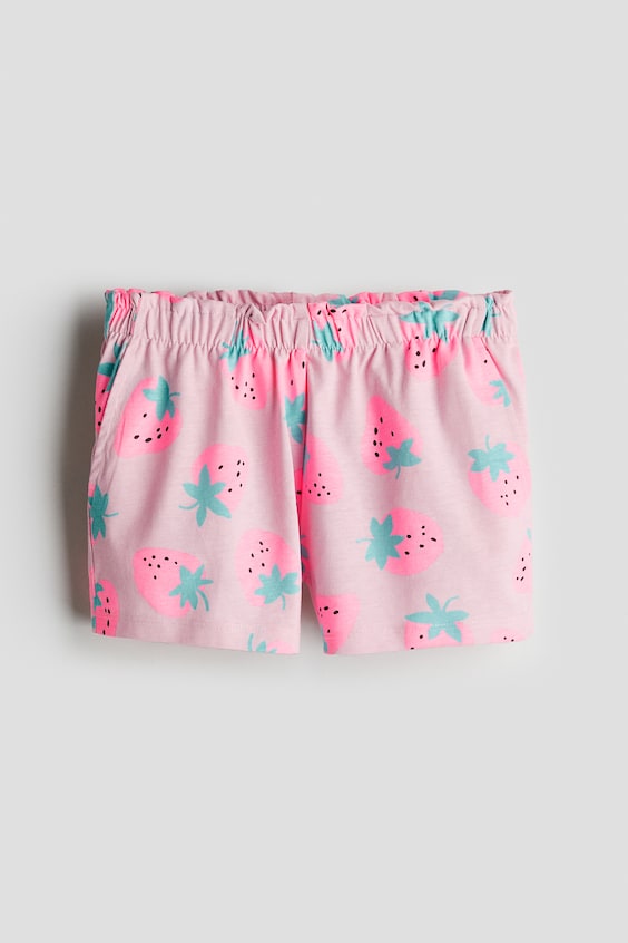 Pattern Paper Bag Shorts - Light pink/Strawberries - Kids | H&M AU