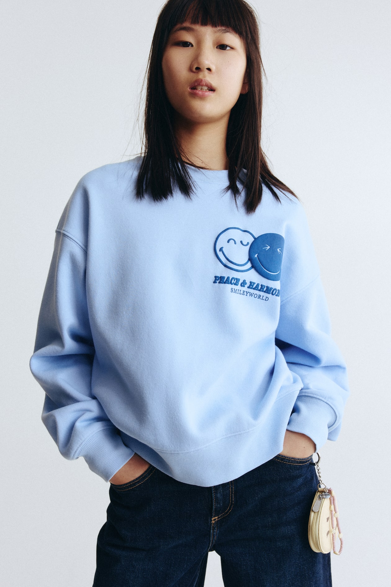 Sweatshirt com motivos estampados - Azul claro/SmileyWorld® - CRIANÇA ...