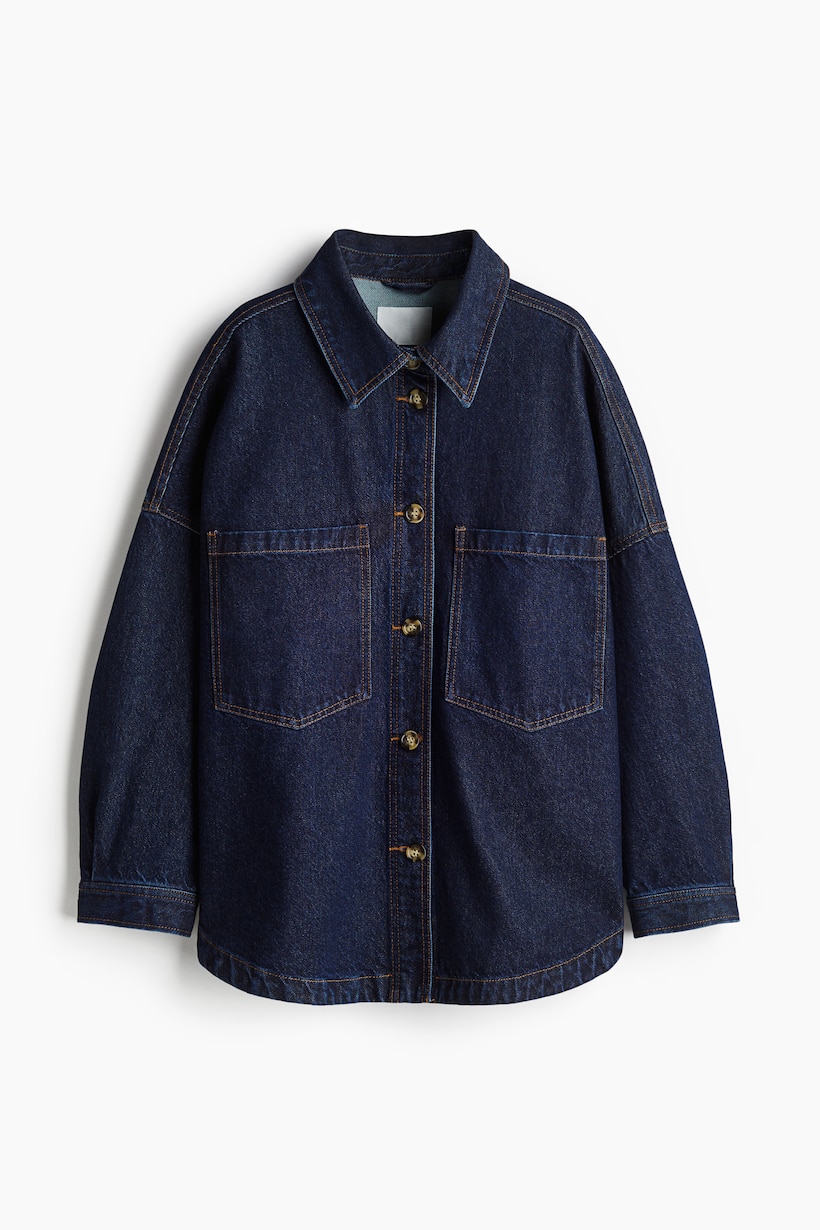 Loose-fit shacket - Dark denim blue - Ladies | H&M GB