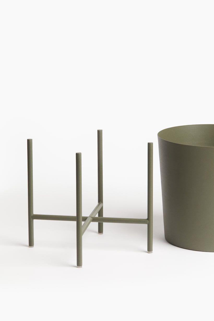 Khaki green Large Plant Pot on Stand at H&M Home | H&M US