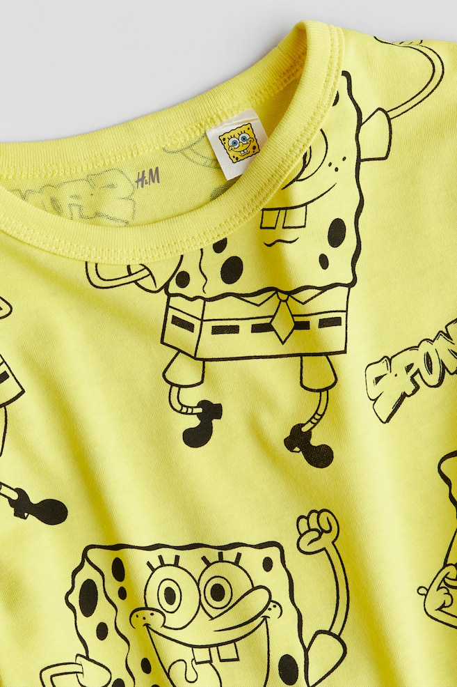 Printed Cotton T-shirt - Yellow/SpongeBob SquarePants - Kids | H&M US