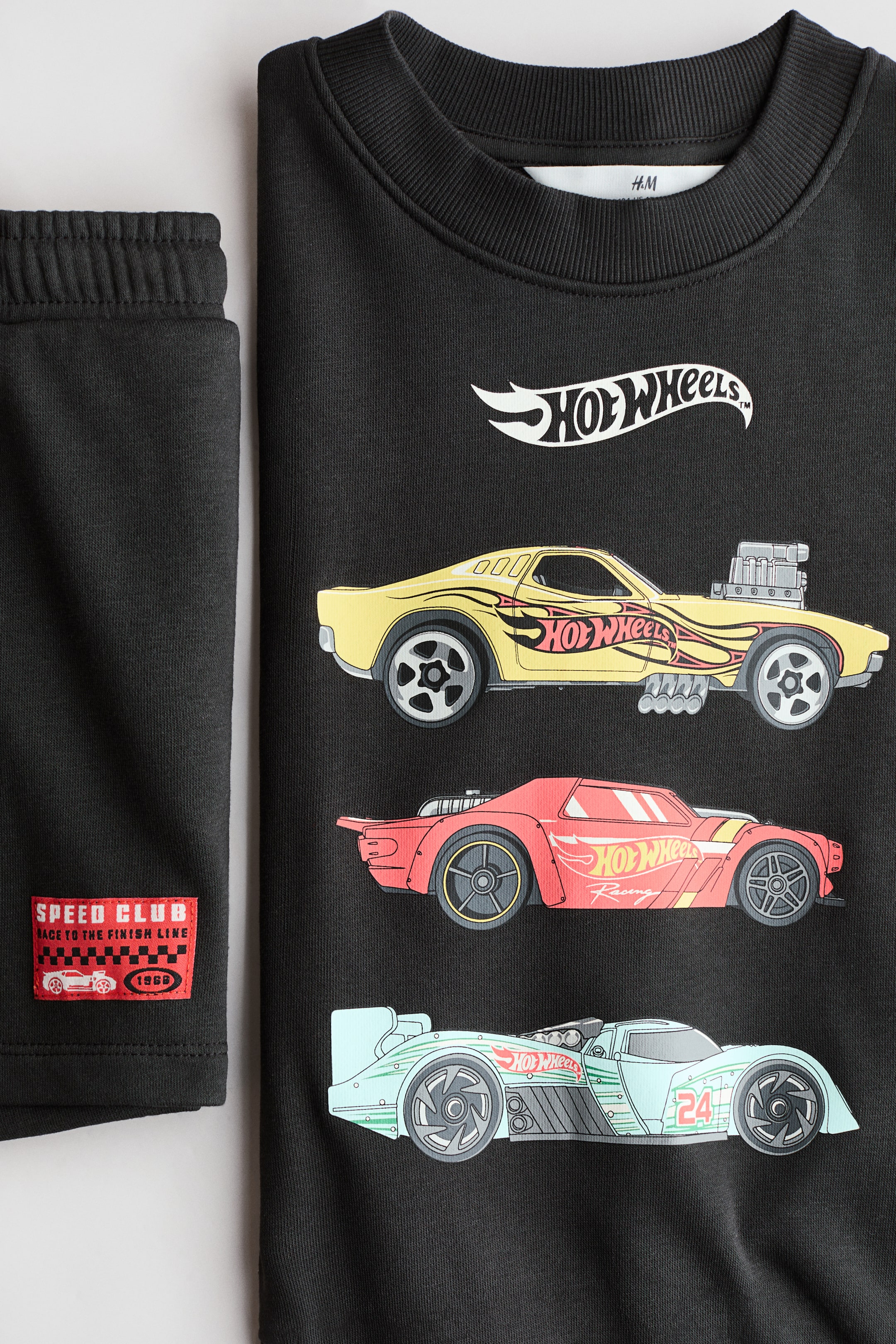 Ensemble 2 pièces en molleton imprimé - Noir/Hot Wheels - ENFANT | H&M FR