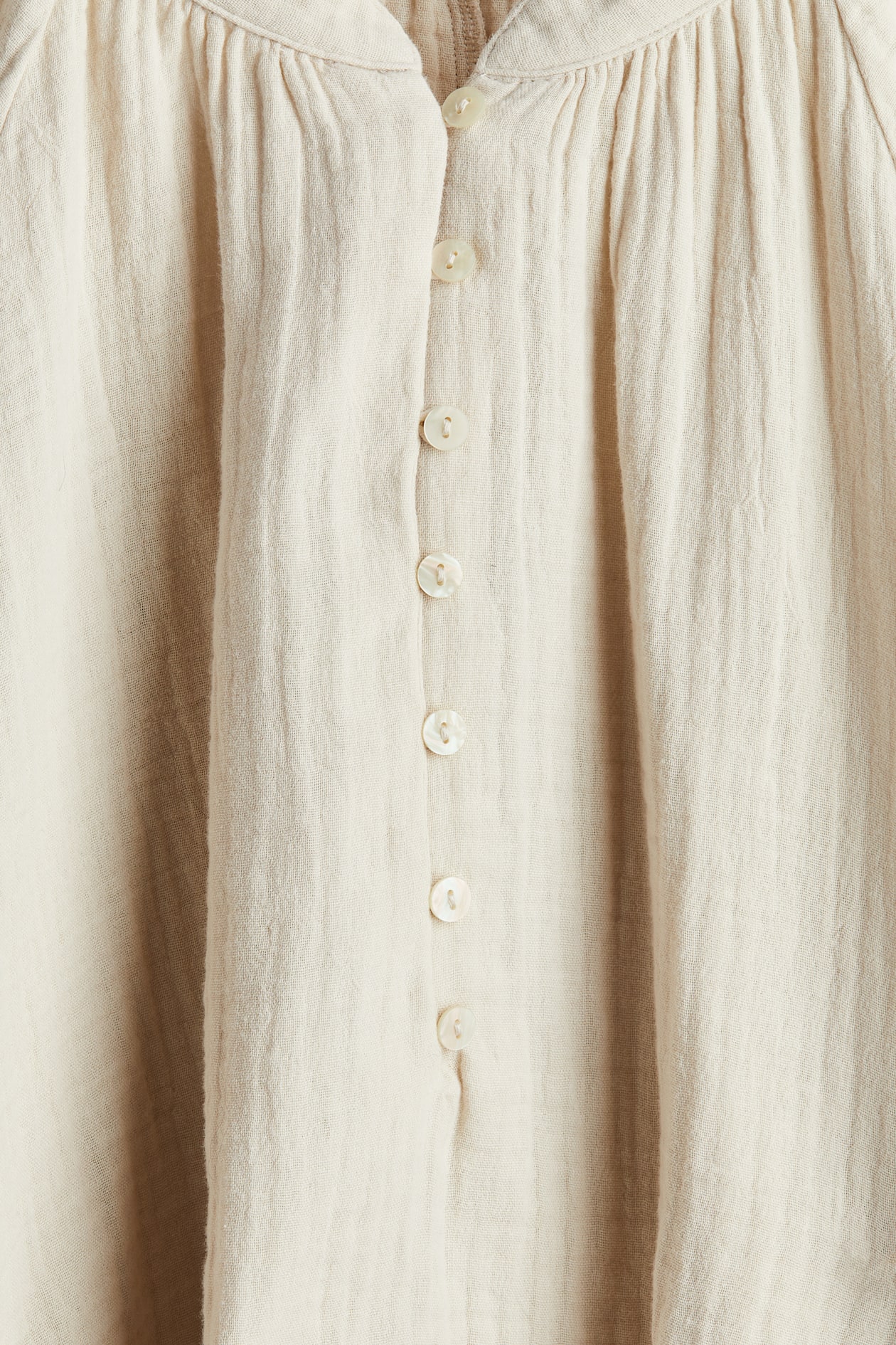 Balloon-Sleeved Muslin Blouse - Light beige - Ladies | H&M US