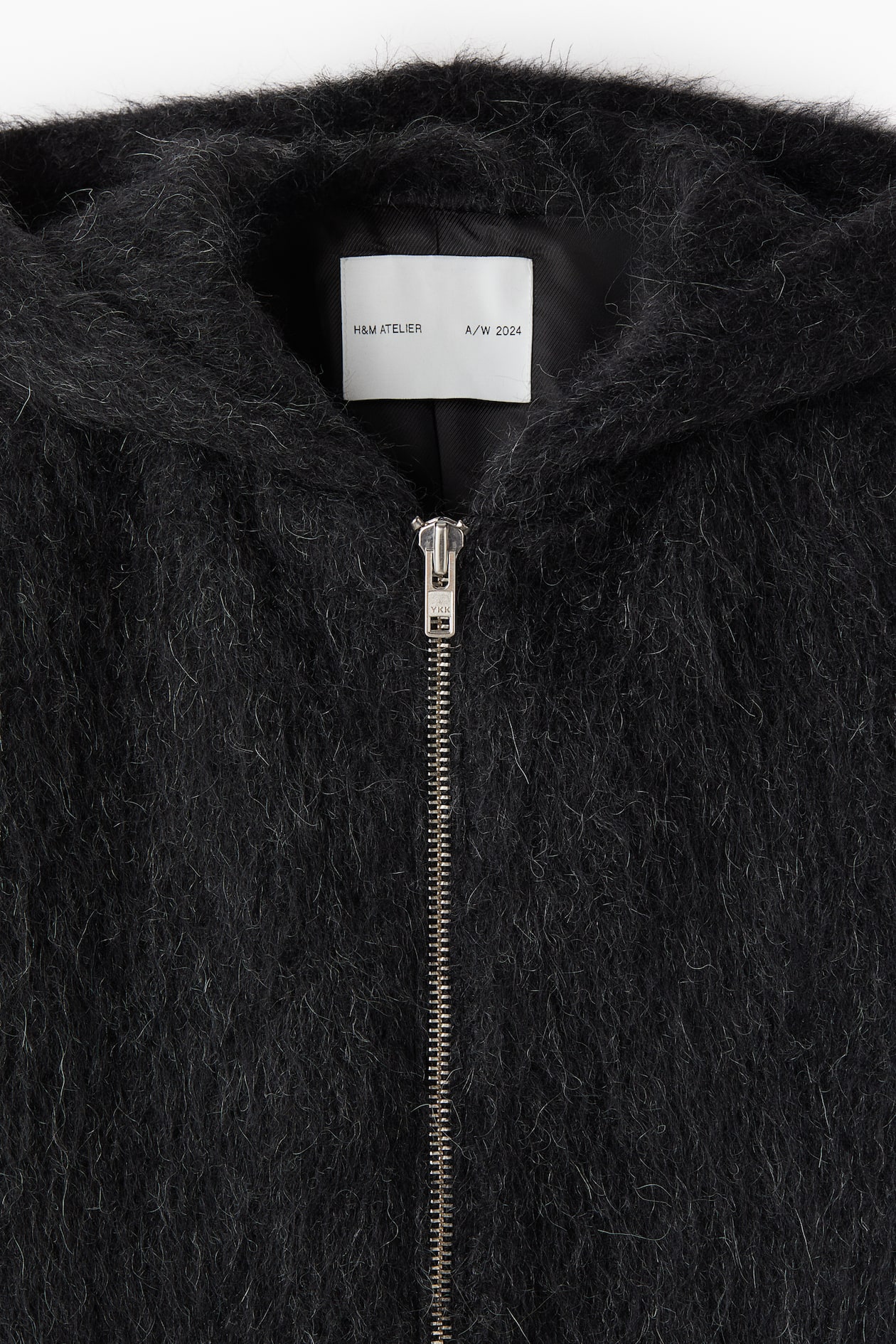 Fuzzy Wool-Blend Hooded Jacket - Black - Men | H&M US