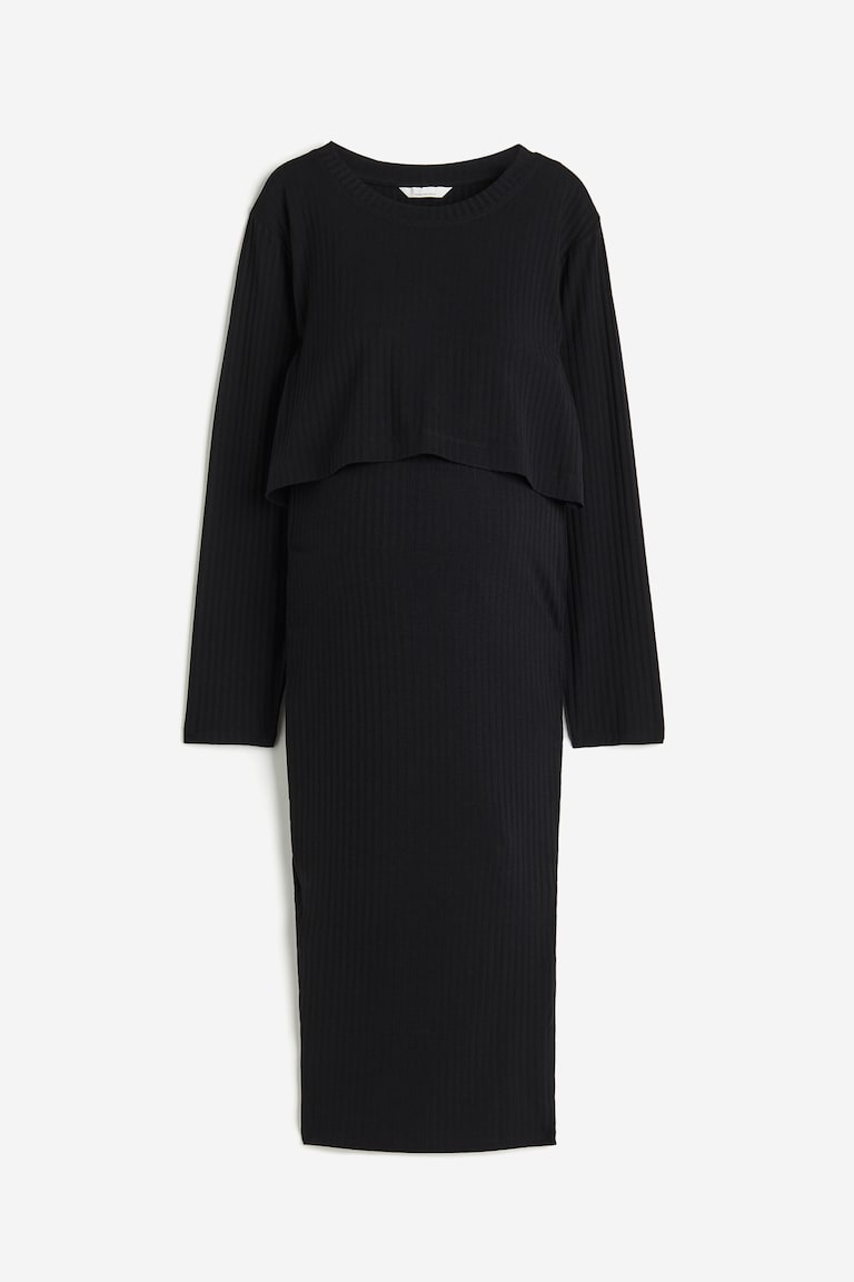 MAMA 2-piece Ribbed Set - Black - Ladies | H&M US