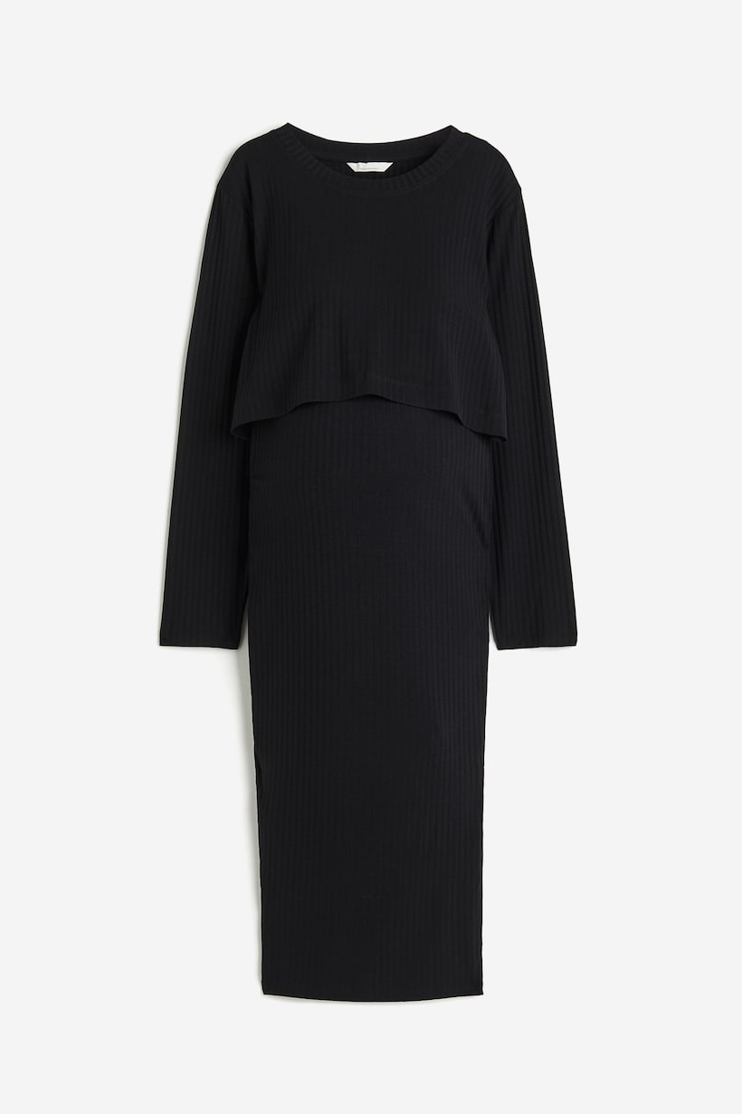 MAMA 2-piece Ribbed Set - Black - Ladies | H&M US