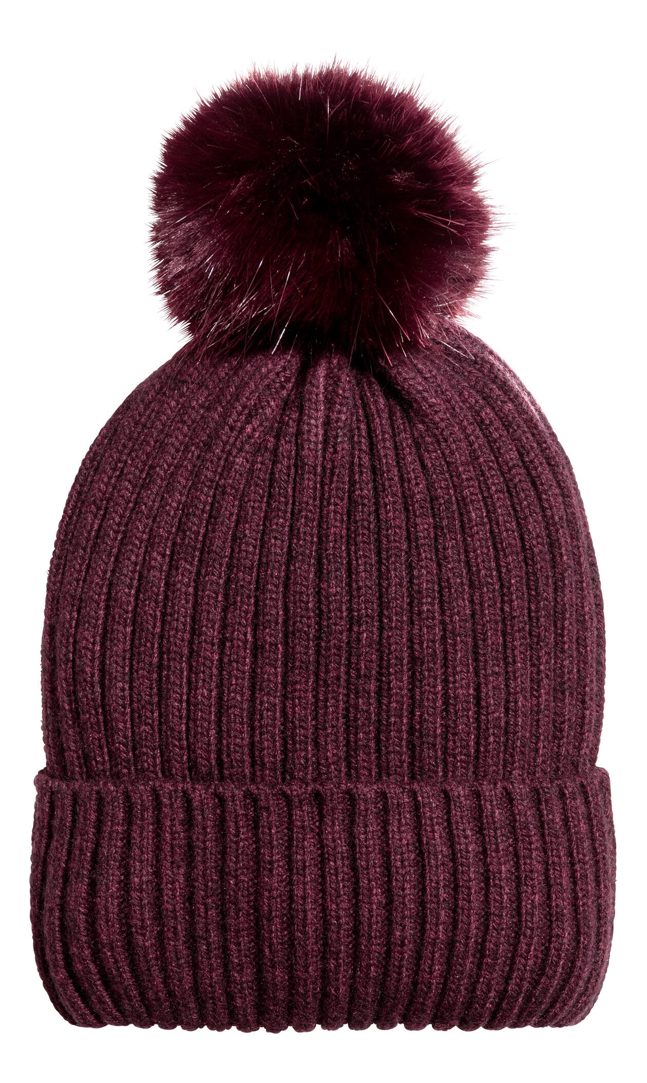 Rib-knit hat - Burgundy - Ladies | H&M GB