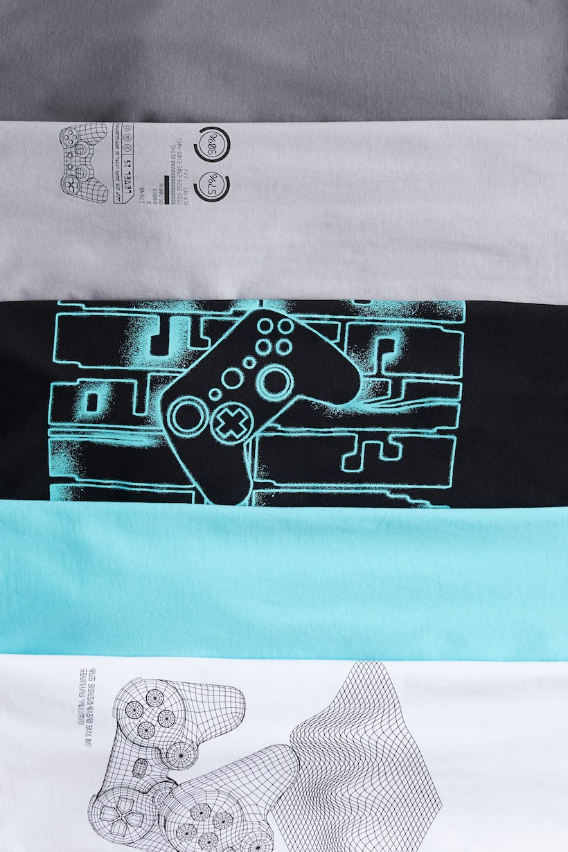 White/Game controllers 5-pack cotton T-shirts for kids | H&M GB