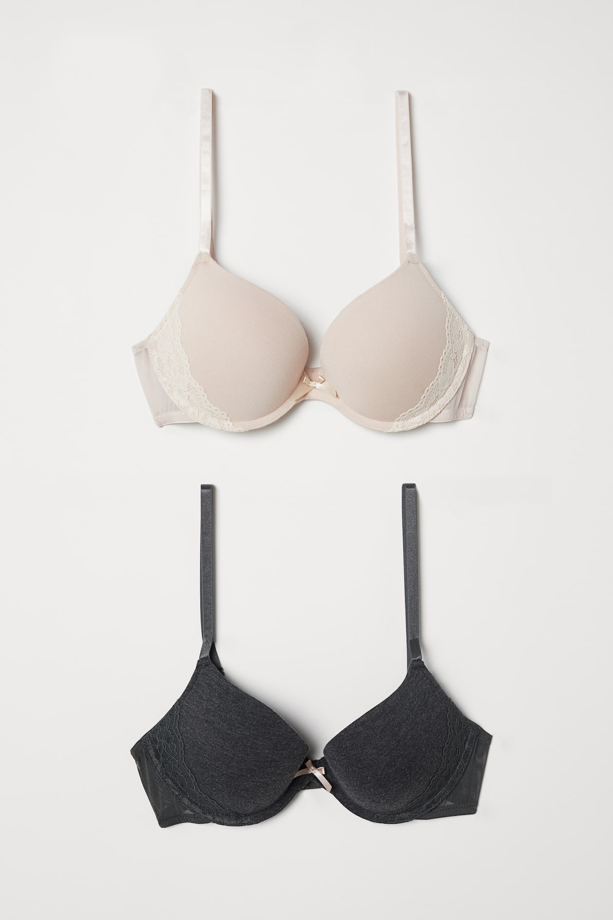 2-pack Push-up Bras - Light pink/dark gray melange - Ladies | H&M CA