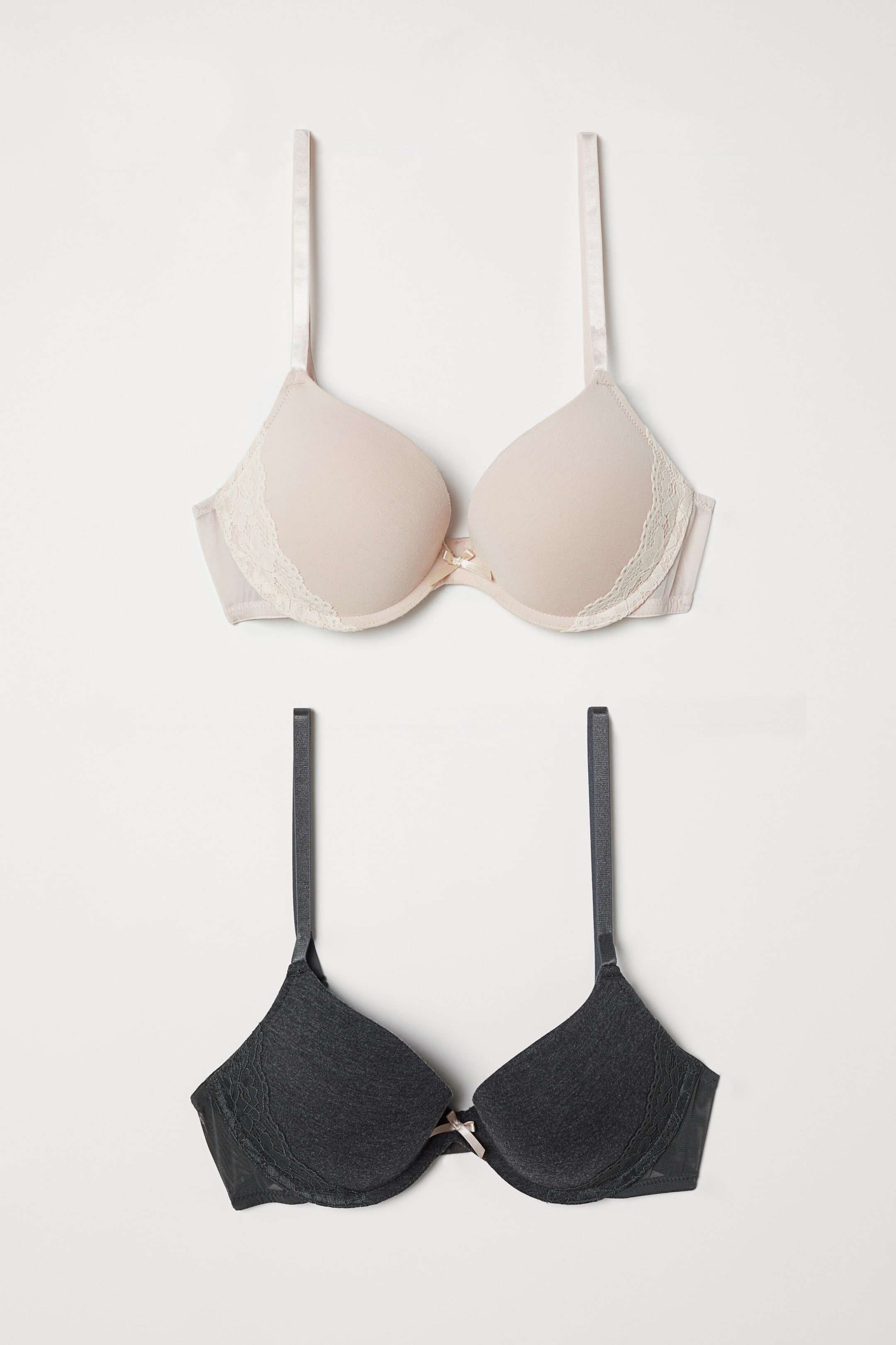 2-pack Push-up Bras - Light pink/dark gray melange - Ladies | H&M CA