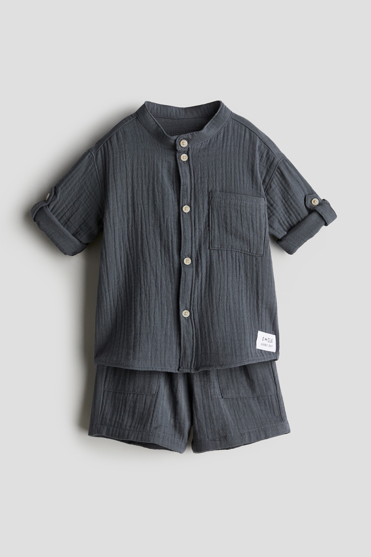 2-piece Cotton Muslin Set - Dark gray - Kids | H&M US