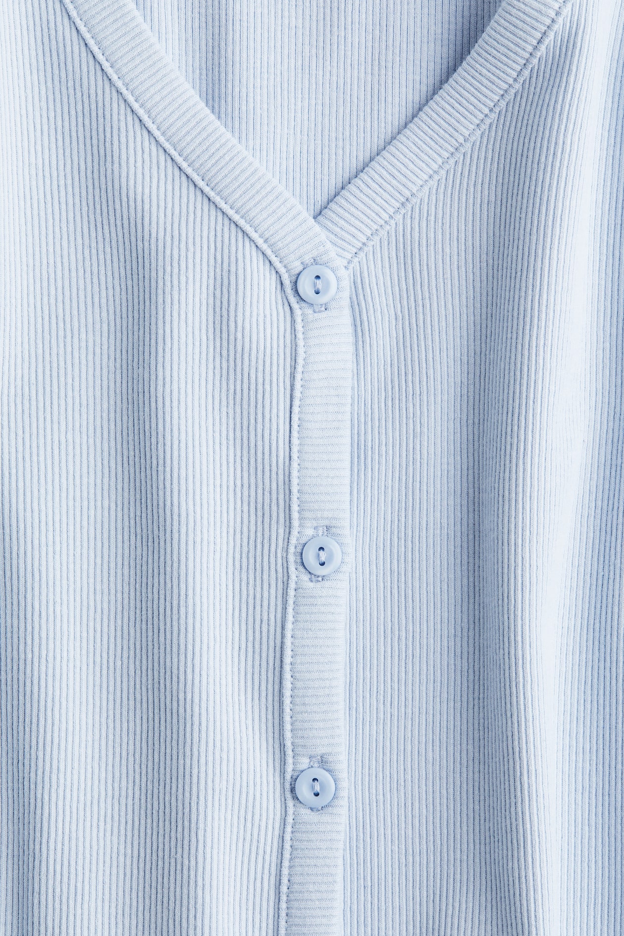 Ribbed button-front T-shirt - Light blue - Ladies | H&M GB